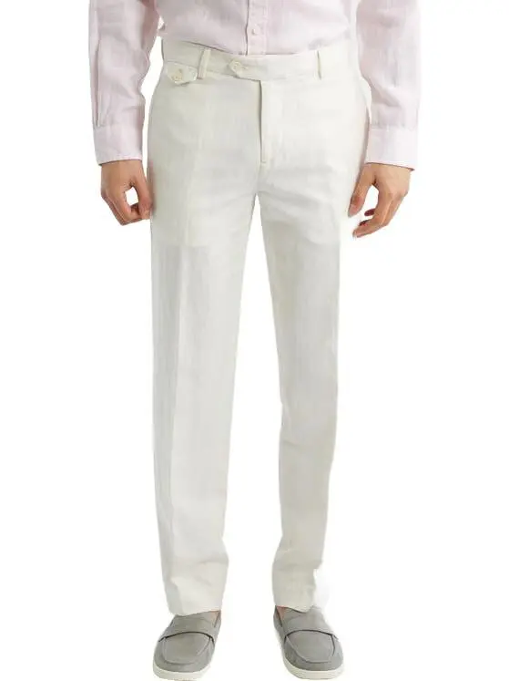 Brooks Brothers Plain-front Linen & Cotton Trousers - Tofu 11-4801 Tcx