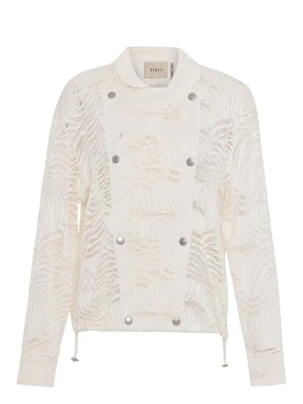 THEO THE LABEL Artemis Fern Lace Bomber Jacket - Ivory