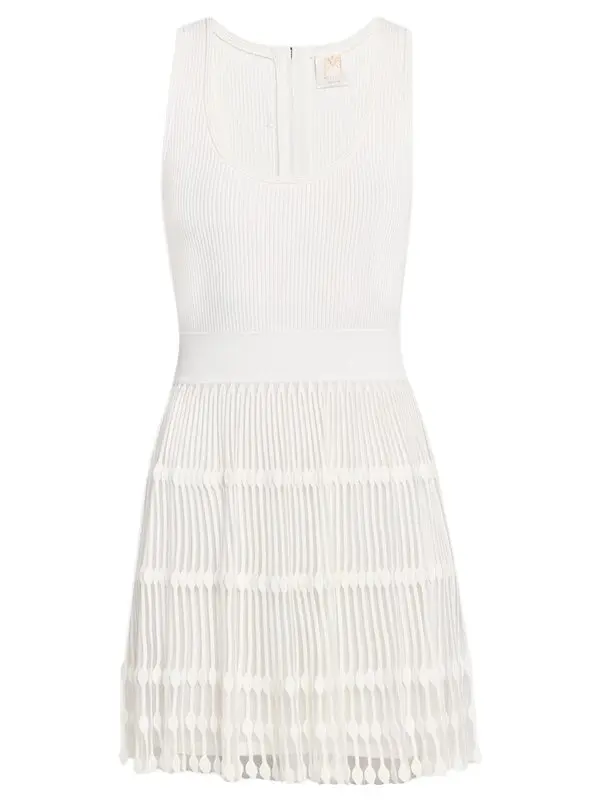 MILLY Ribbed Sheer-knit Mini Dress - Ecru