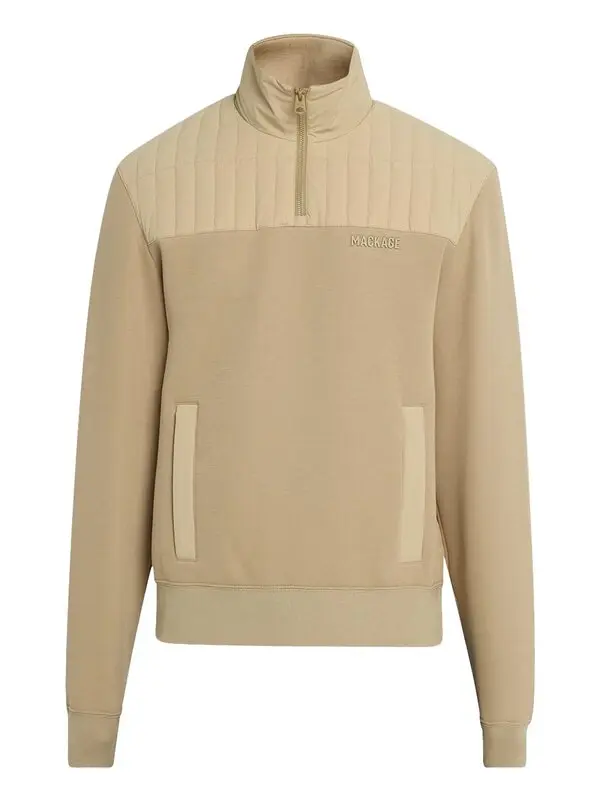 Mackage Corey Hybrid Quarter-zip Sweater - Lt Camel