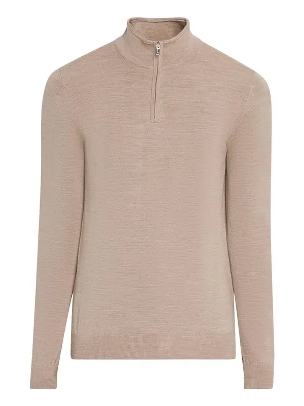 REISS Blackhall Quarter-zip Sweater - Wheat Melange