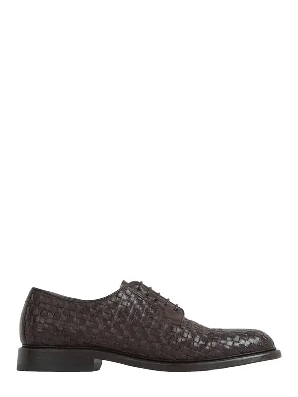 GREEN GEORGE Braided Leather Derby Shoes - Brown