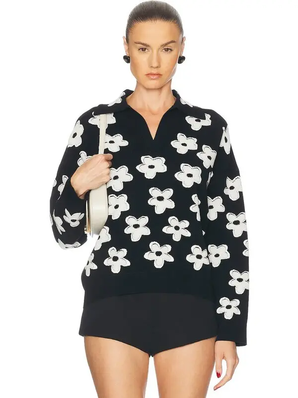 Marc Jacobs Daisy Polo Top - Black & White