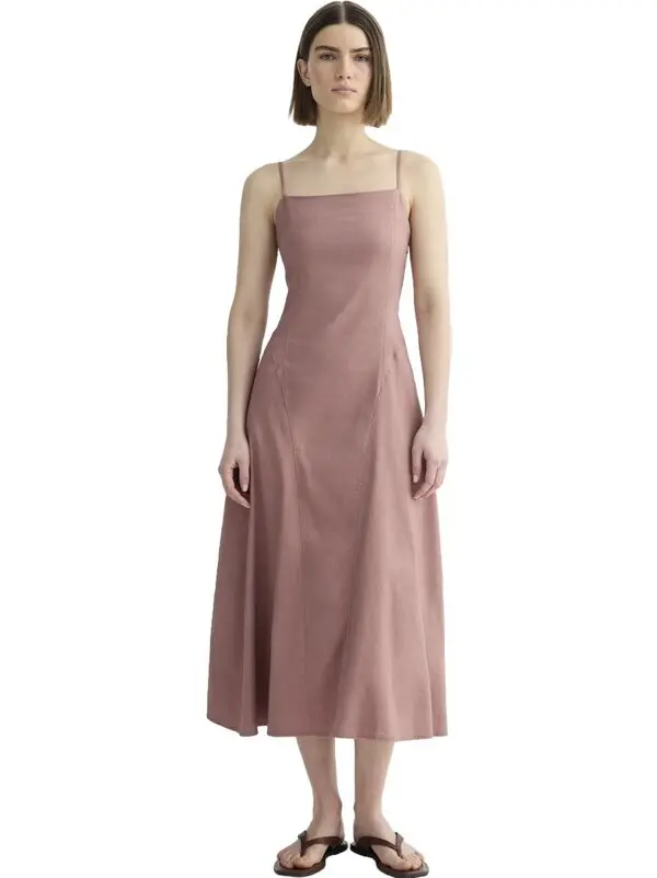 Everlane Seamed Stretch Linen Midi Dress - Rose Dusk