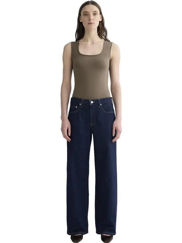 Everlane Square-neck Bodysuit - Deep Taupe