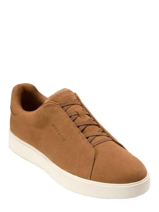 Cole Haan Grandpro Luxe Leather Slip-on Sneaker - Golden Toffee Suede / Sesame