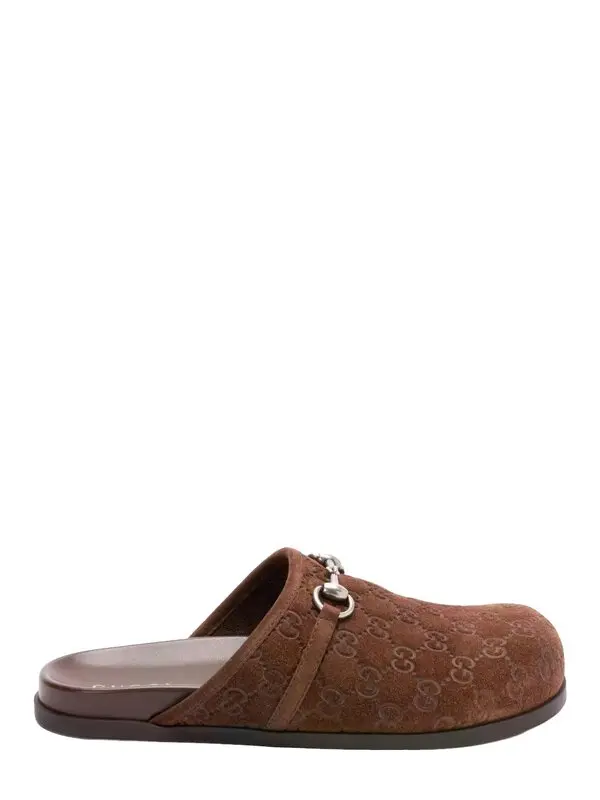 Gucci Gg Debossed Slides - Brown
