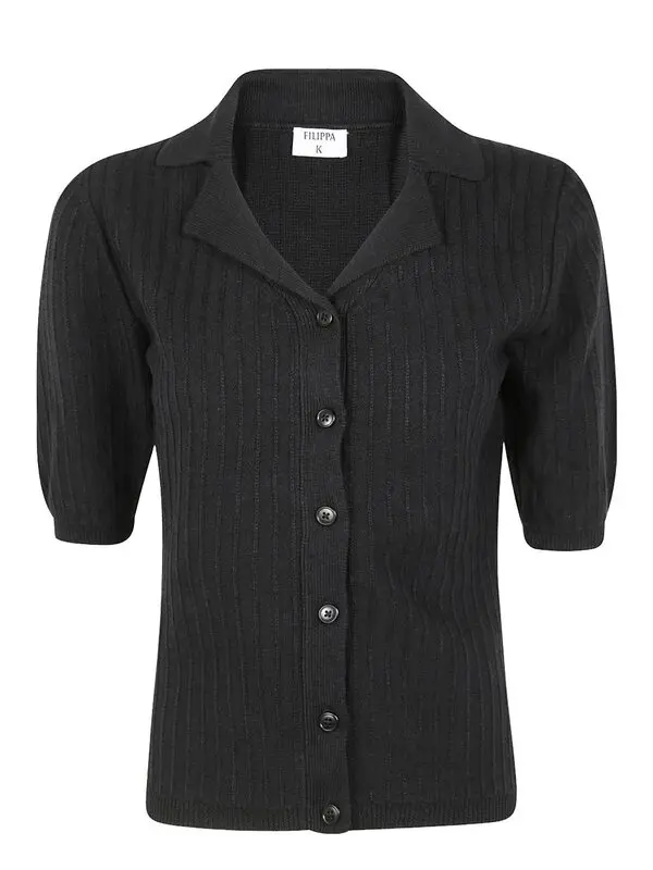 Filippa K Short Sleeve Collar Cardigan - Black