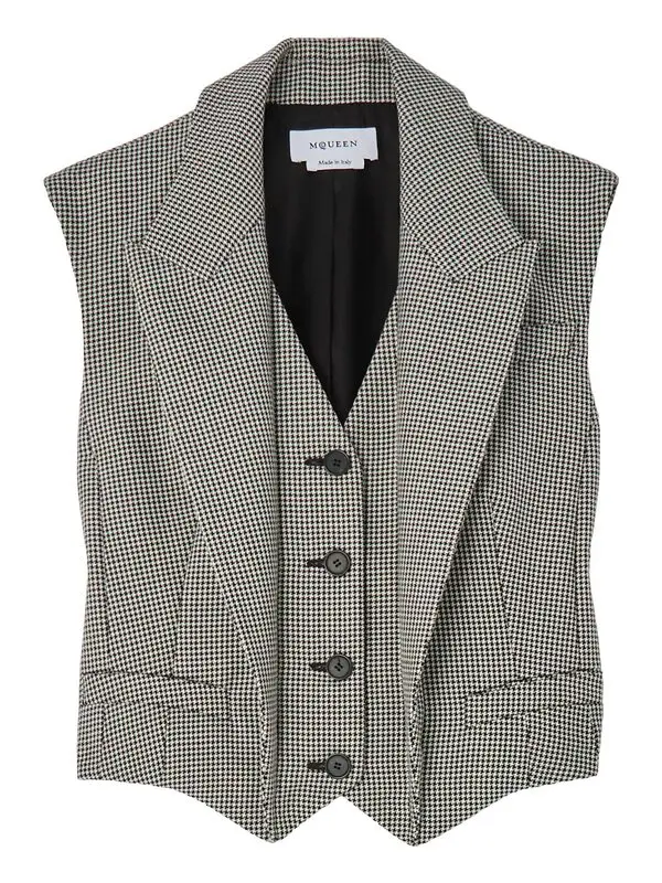 Alexander McQueen Houndstooth Wool And Mohair-blend Layered Vest - Gray