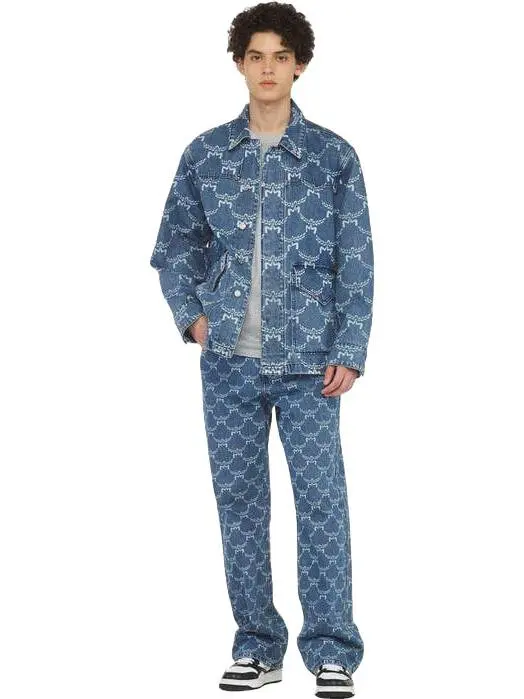 Mcm Lauretos Monogram Denim Jacket - Indigo
