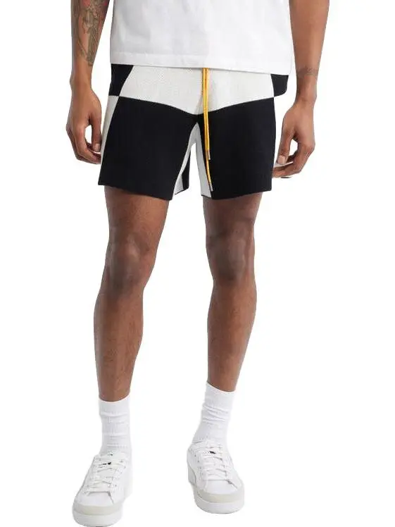 DIET STARTS MONDAY Checkered Knit Shorts - Black