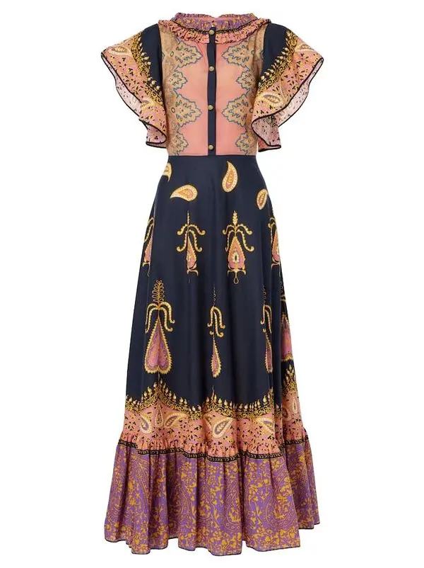 Valentino Garavani Paisley Ruffled Maxi Dress - Black