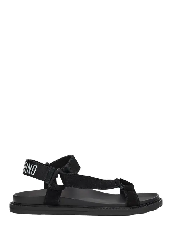 Moschino Leather And Suede Sandals - Black
