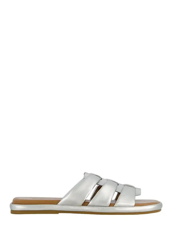 Bernardo Tamer Caged Metallic Slide Sandals - Silver Metallic Glove Leather