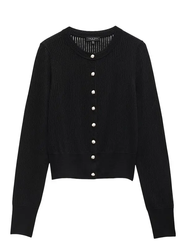 Rag & Bone Molly Pointelle Knit Cardigan - Black