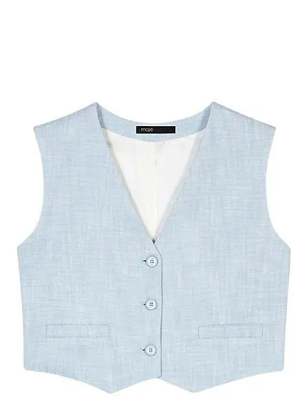 Maje V-neck Sleeveless Blazer - Bleus
