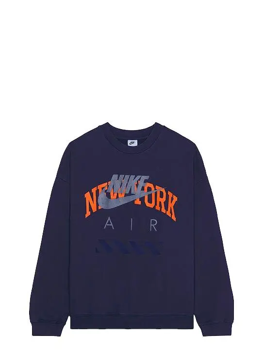 Nike Air New York Crew Neck Sweatshirt - Blue Void  Safety Orange  & White