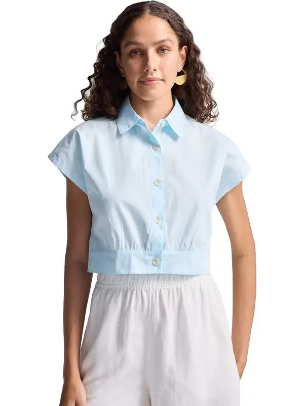 REISTOR Oversized Crop Shirt - Blue