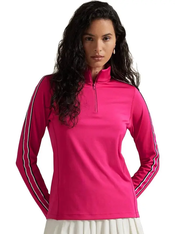 Ralph Lauren Tailored Fit Interlock Quarter-zip - Currant/white/green