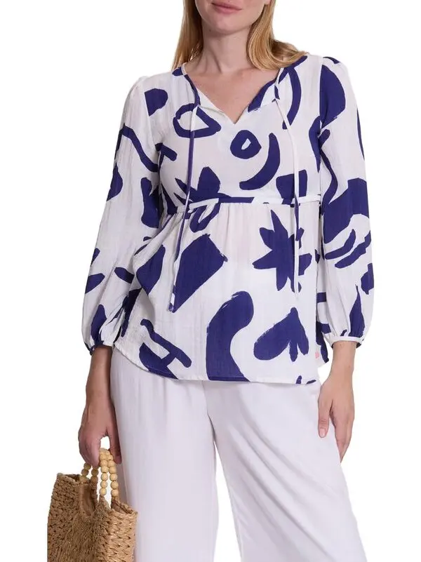 CACHE COEUR Corfou Print Maternity Top - White Multi