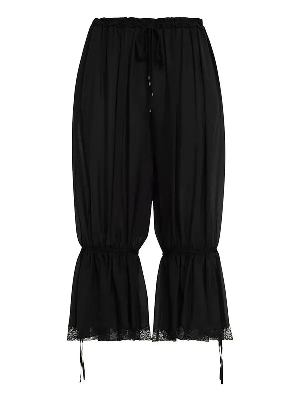 Chloé Drawstring Lace-trim Cropped Pants - Black