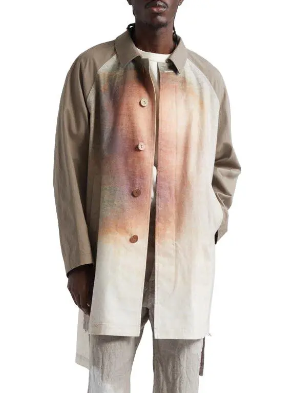UNDERCOVERISM Robert Bosisio Printed Raglan Sleeve Coat - Grey/ Beige Base