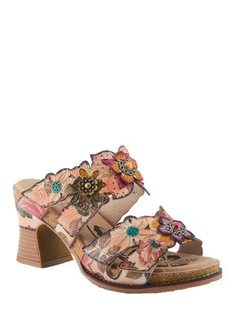 SPRING STEP SHOES Radiating Floral Sandals - Peach Multi