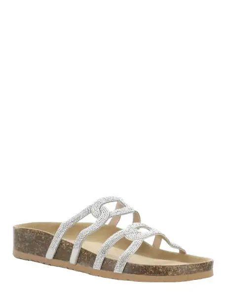 BOS. & CO. Peppy Crystal Strap Slide Sandal - Silver