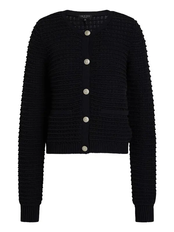 Rag & Bone Marlee Pointelle-knit Cotton-blend Cardigan - Black