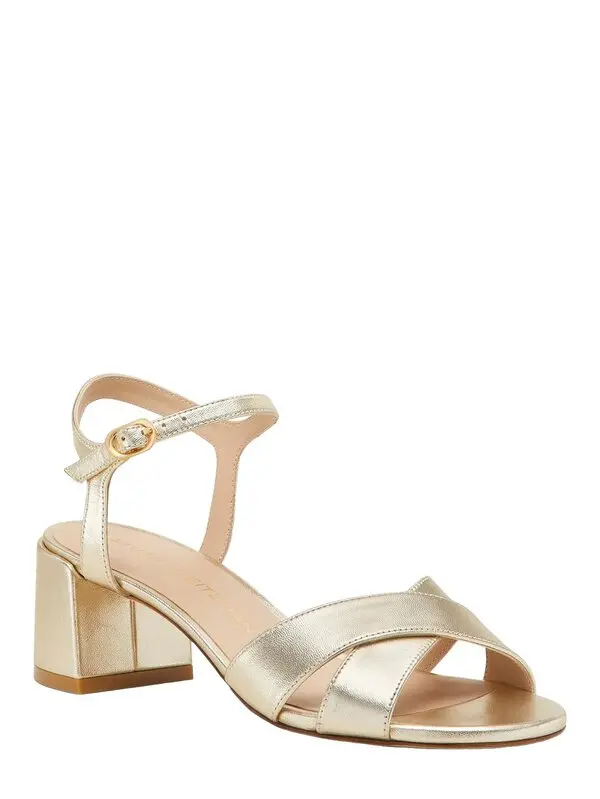 STUART WEITZMAN Dayna Ankle Strap Sandal - Light Gold