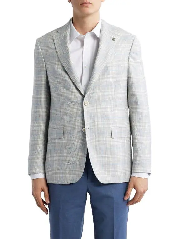 JACK VICTOR Midland Deco Plaid Sport Coat - Light Grey
