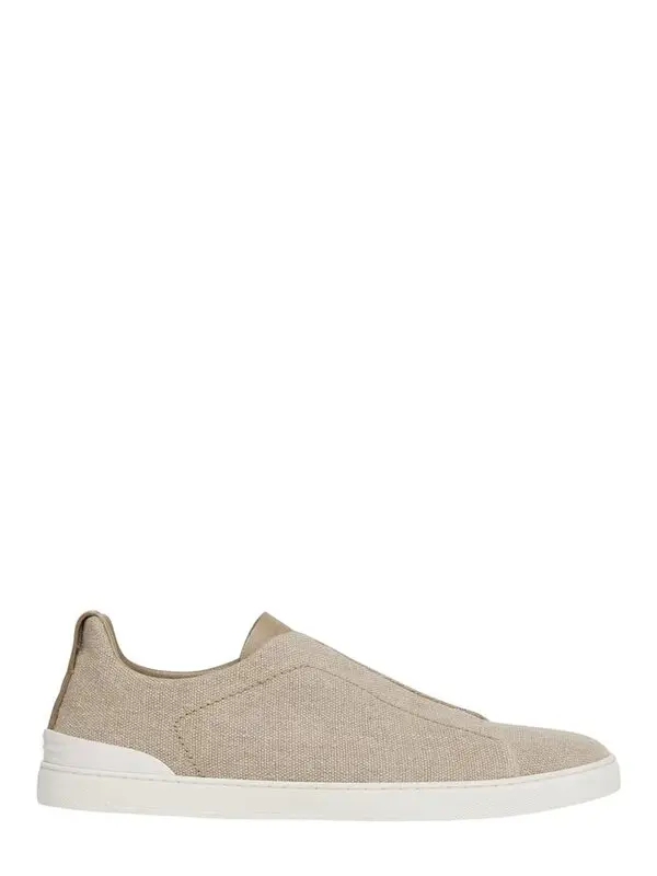 Zegna Triple Stitch™ Linen Slip-on Sneakers - Off White