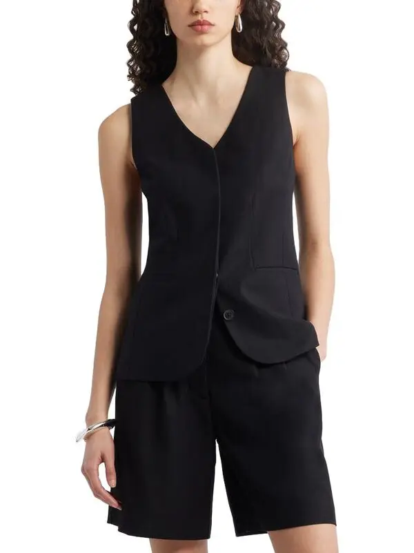 Nordstrom Long Vest - Black