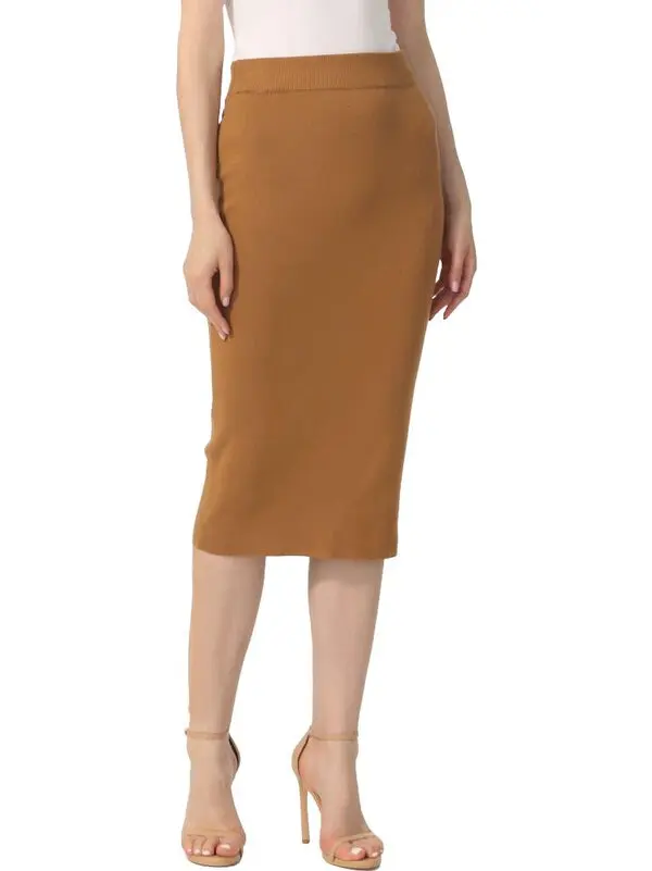 KIMI + KAI Knit Pencil Skirt - Mustard