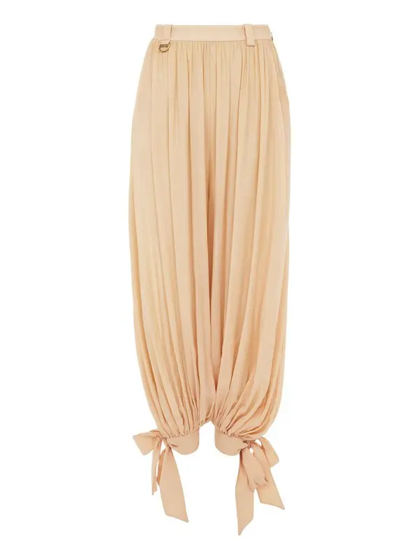 Chloé Silk Charmeuse Pleated Pants - Pink