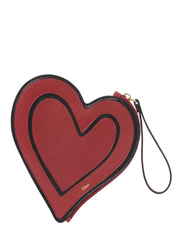 Chloé Symbols Heart Flat Pouch - Red