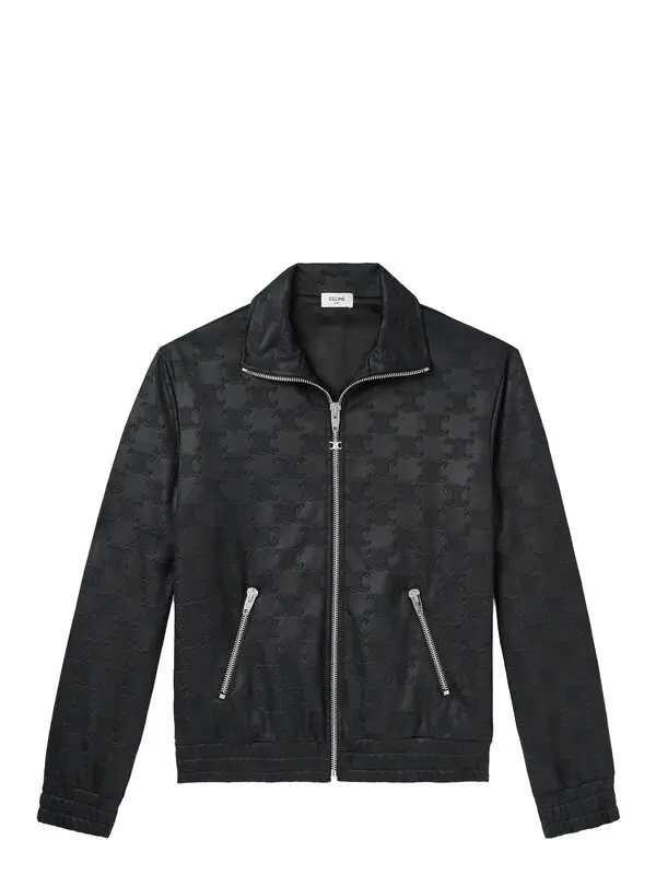 Celine Logo-jacquard Tech-jersey Track Jacket - Black