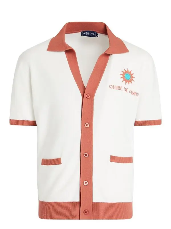 Frescobol Carioca Romero Embroidered Cotton Cardigan - Coral
