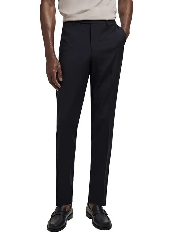 Mango Turin Virgin Slim Fit Wool Pants - Navy