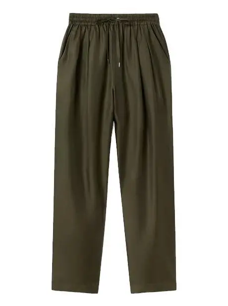 Silk Laundry Twill Slouch Pants - Pine