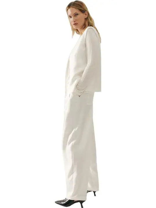 Silk Laundry Twill Slouch Pants - White