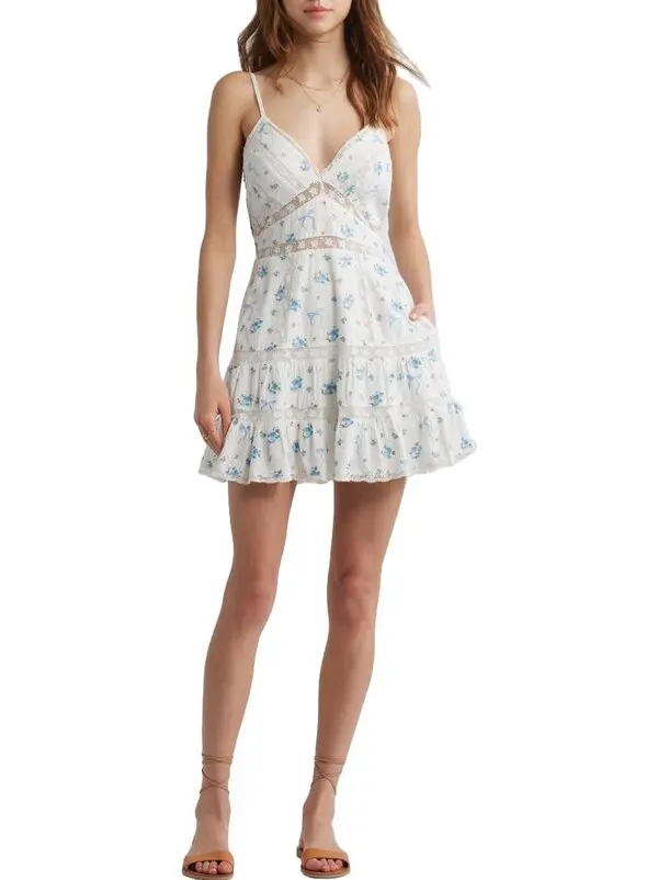 LoveShackFancy Solbina Lace Trim Mini Dress - Aegean Blue