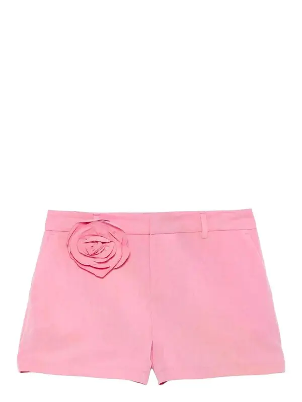 Blumarine Rose-appliqué Gabardine Shorts - Pink