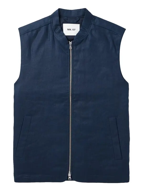 Nn07 Cafu 1454 Padded Linen Gilet - Blue