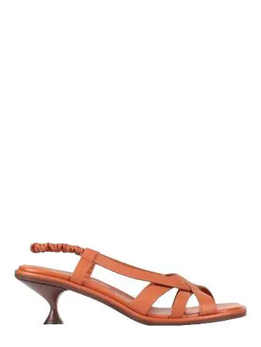 TOD'S Leather Spool Heel Sandals - Brown