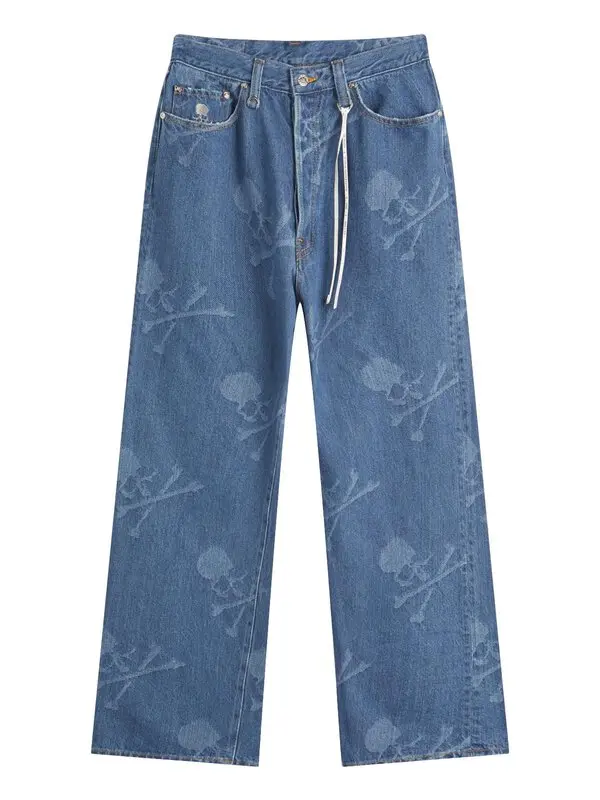 MASTERMIND WORLD Monogram Straight Denim Pants - Blue