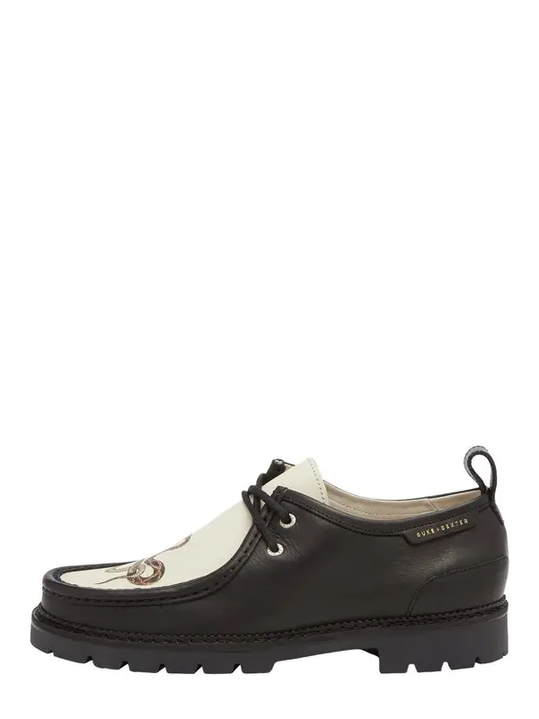 DUKE + DEXTER Moby Snake Print Leather Shoe - Black/white