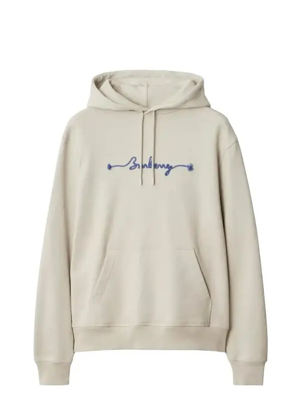 Burberry Logo Cotton Hoodie - Neutrals