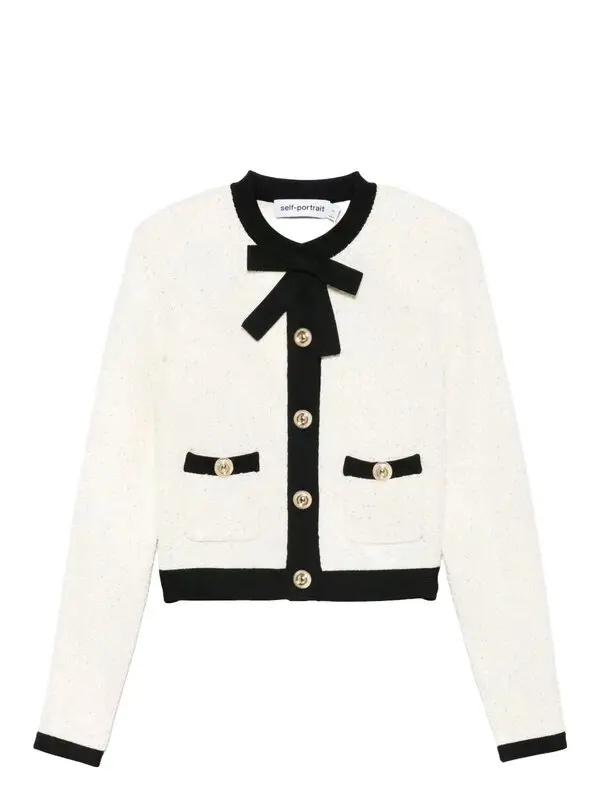 SELF-PORTRAIT Sequin-embellished Cardigan - Neutrals
