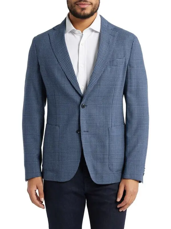 Hugo Boss Hanry Slim-fit Glen Check Sport Coat - Medium Blue